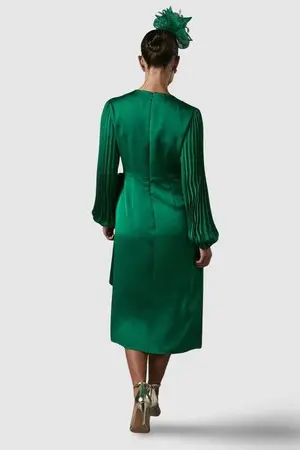 Coast Satin Pleated Wrap Dress