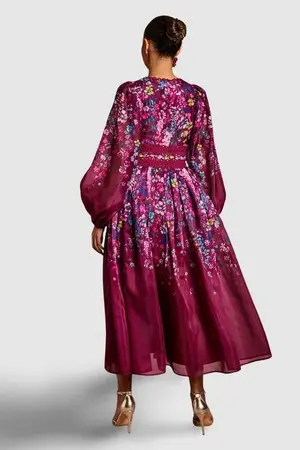 Coast Petite Organza Lace Trim Midi Dress