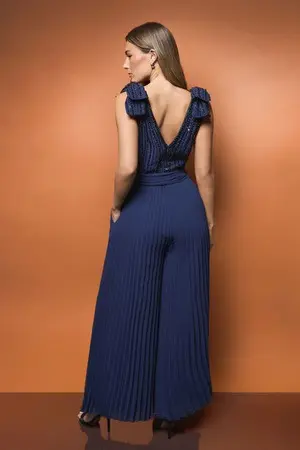 Coast Embellished Bow Shoulder Wide Leg Jumpsuit