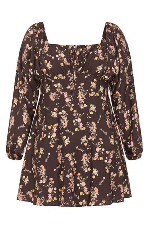 City Chic Floral Long Sleeve Mini Dress