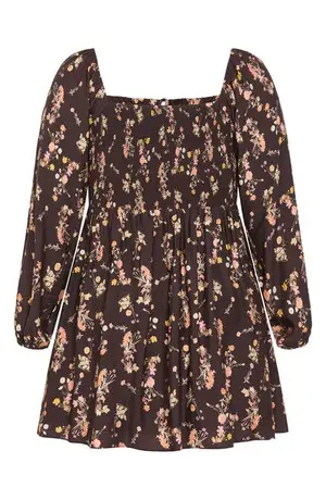 City Chic Floral Long Sleeve Mini Dress
