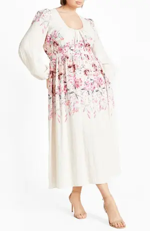 City Chic Keyla Long Sleeve Maxi Dress - Floral