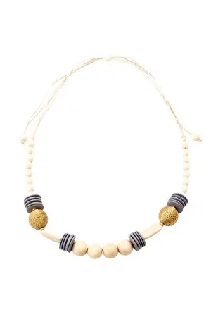 LIKHA Bombon Wooden Necklace - Light Grey & White