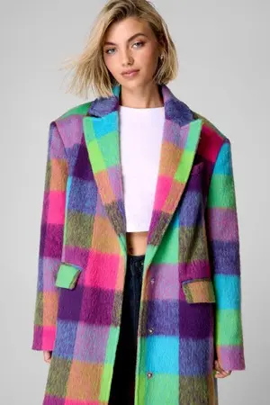 Nasty Gal Check Tailored Coat