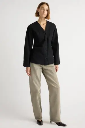 Modern Citizen Structured Sleeve Denim Jacket - Washed Black