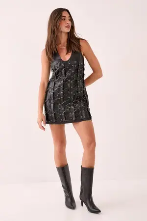 Nasty Gal Eyelet Lace-up Faux Leather Mini Dress