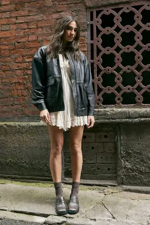 Nasty Gal Real Leather Oversized Bomber Jacket