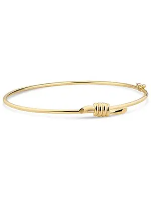 DEVATA 14k Gold Love Knot Bangle Bracelet - Yellow Gold