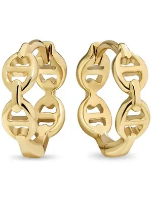 DEVATA 14k Gold Mariner Anchor Hoop Earrings - Yellow Gold