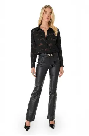 THE NOLI SHOP Stelle Button-up Floral Lace Top - Black