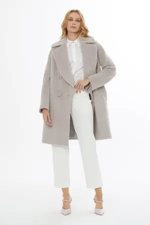 GIZIA Notch Lapel Wool Mohair Blend Jacket