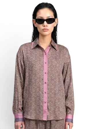 MONZLAPUR Paisley Motif Long Sleeve Shirt - Lilac