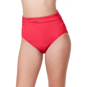 Shirred High Waisted Swim Bottoms