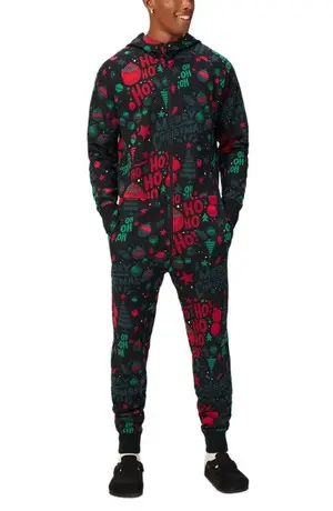 FABLETICS The Go-to Fleece Hooded Jumpsuit - Ho Ho Holiday