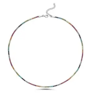 SPERO LONDON Rainbow Sterling Tennis Necklace - Silver