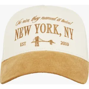 WeWoreWhat WeWoreWhat Corduroy Baseball Cap Ivory/tan