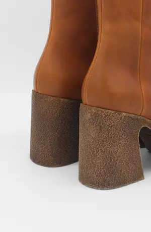 STIVALI NEW YORK Agathe Platform Ankle Boots - Cognac