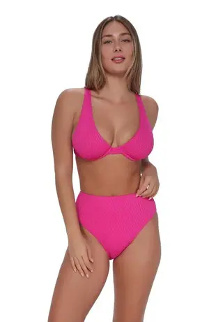 PACIFICA BY SUNSETS Emery Underwire Bikini Swimsuit Top D Cup - Pink Diamond Lurex