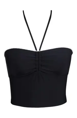 SWIM SYSTEMS Pom Pom Dolly Crop Bikini Top - Black
