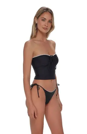 SWIM SYSTEMS Pom Pom Dolly Crop Bikini Top - Black