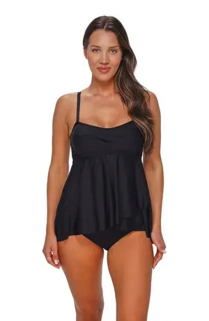 SUNSETS ESCAPE Molly Bandeau Tankini Swimsuit Top - Black