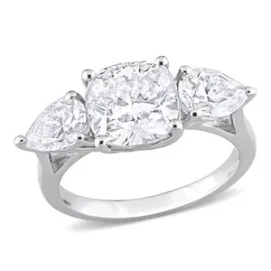JULIANNA B. Moissanite Cushion 3-stone Ring - Sterling Silver