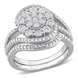 JULIANNA B. 1/4 Ctw Diamond Vintage Bridal Ring Set - Sterling Silver