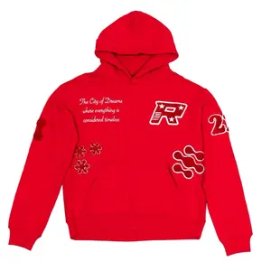 RETROVERT Embroidered Varsity Hoodie - Red