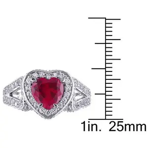 JULIANNA B. Sterling Silver Created Ruby And White Sapphire Heart Ring