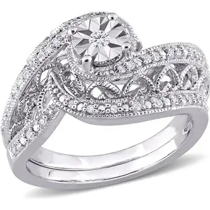JULIANNA B. Diamond Vintage Bridal Ring Set - Sterling Silver