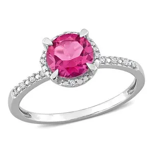 JULIANNA B. Gemstone And Diamond Halo Ring - Pink Topaz