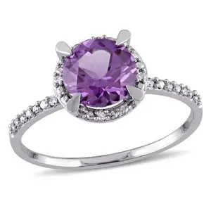 JULIANNA B. Gemstone And Diamond Halo Ring - Simulated Alexandrite
