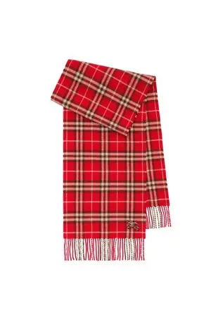 Burberry Check Cashmere Scarf - Crayon Red