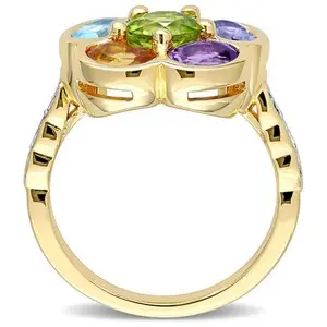 JULIANNA B. Multi-gem And Diamond Floral Ring - Yellow-plated