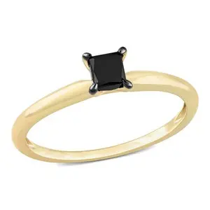 JULIANNA B. 10k Gold Black Diamond Solitaire Ring - 10k Yellow Gold