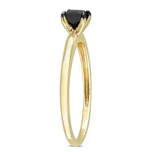 JULIANNA B. 10k Gold Black Diamond Solitaire Ring - 10k Yellow Gold