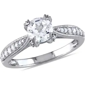 JULIANNA B. Created White Sapphire And Diamond Engagement Ring - Sterling Silver
