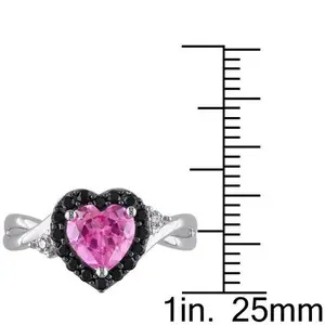 JULIANNA B. Sterling Silver Created Pink Sapphire Heart Ring