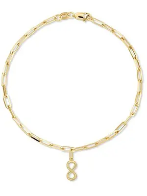 DEVATA 14k Gold Infinity Charm Paperclip Chain Bracelet - Yellow Gold