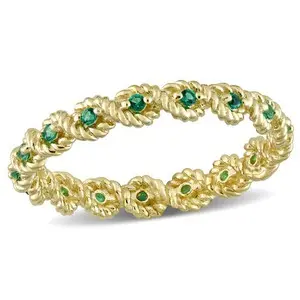 JULIANNA B. 10K Gold Created Gemstone Infinity Eternity Ring Created Emerald