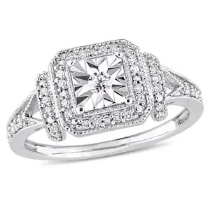JULIANNA B. Diamond Halo Promise Ring - Sterling Silver