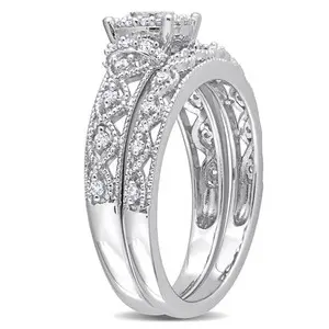 JULIANNA B. Diamond Double Row Halo Bridal Ring Set