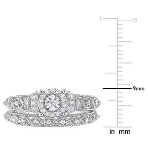 JULIANNA B. Diamond Double Row Halo Bridal Ring Set