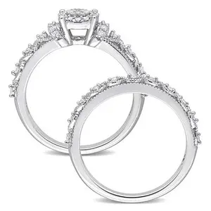 JULIANNA B. Diamond Double Row Halo Bridal Ring Set