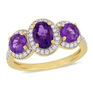 JULIANNA B. Diamond And Three-stone Halo Ring - Amethyst