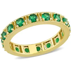 JULIANNA B. Cubic Zirconia Eternity Ring Sterling Silver - Green Cz/yellow-plated
