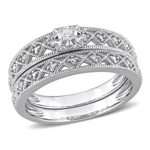 JULIANNA B. Diamond Filigree Bridal Ring Set - Sterling Silver