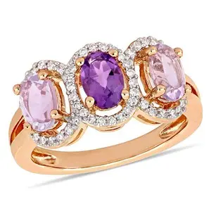 JULIANNA B. Diamond And Gemstone Halo Ring - Amethyst