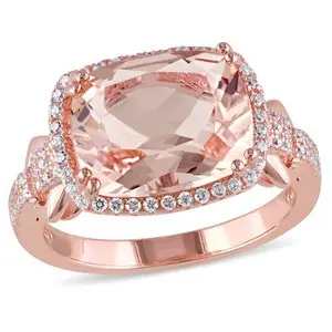 JULIANNA B. Cubic Zirconia Halo Ring - Simulated Morganite