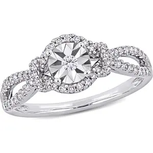 JULIANNA B. Diamond Crossover Engagement Ring - Sterling Silver